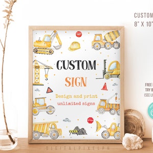 Editable Construction Birthday Party Welcome Sign Template ...