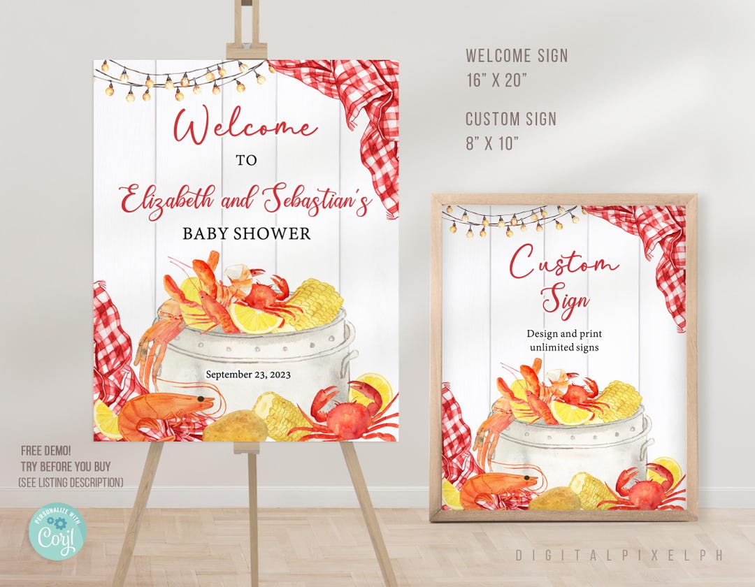 Editable Crawfish Boil Baby Shower Welcome Sign (digital Download) - Etsy