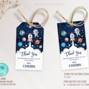 Editable Outer Space Thank You Tags, Outer Space Thank You Tags, Outer ...