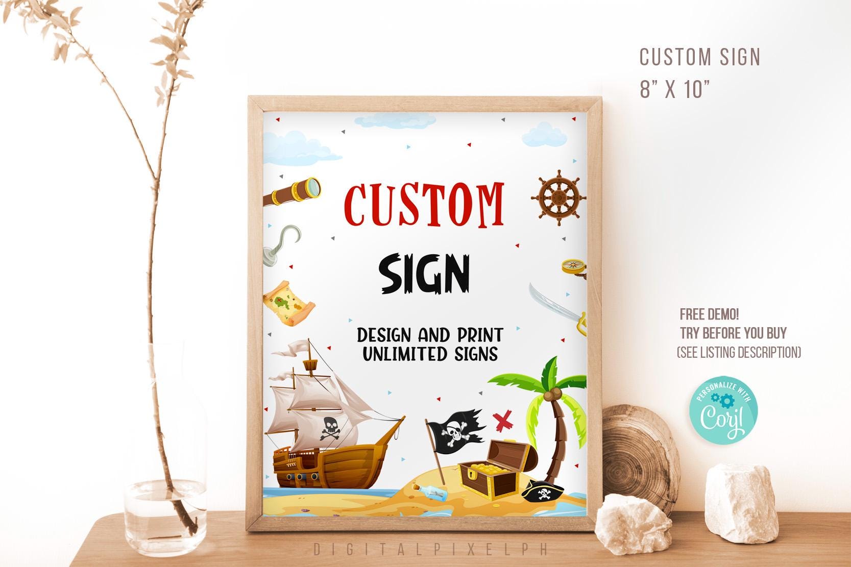 Editable Pirate Birthday Party Welcome Sign Template, Pirate Birthday ...
