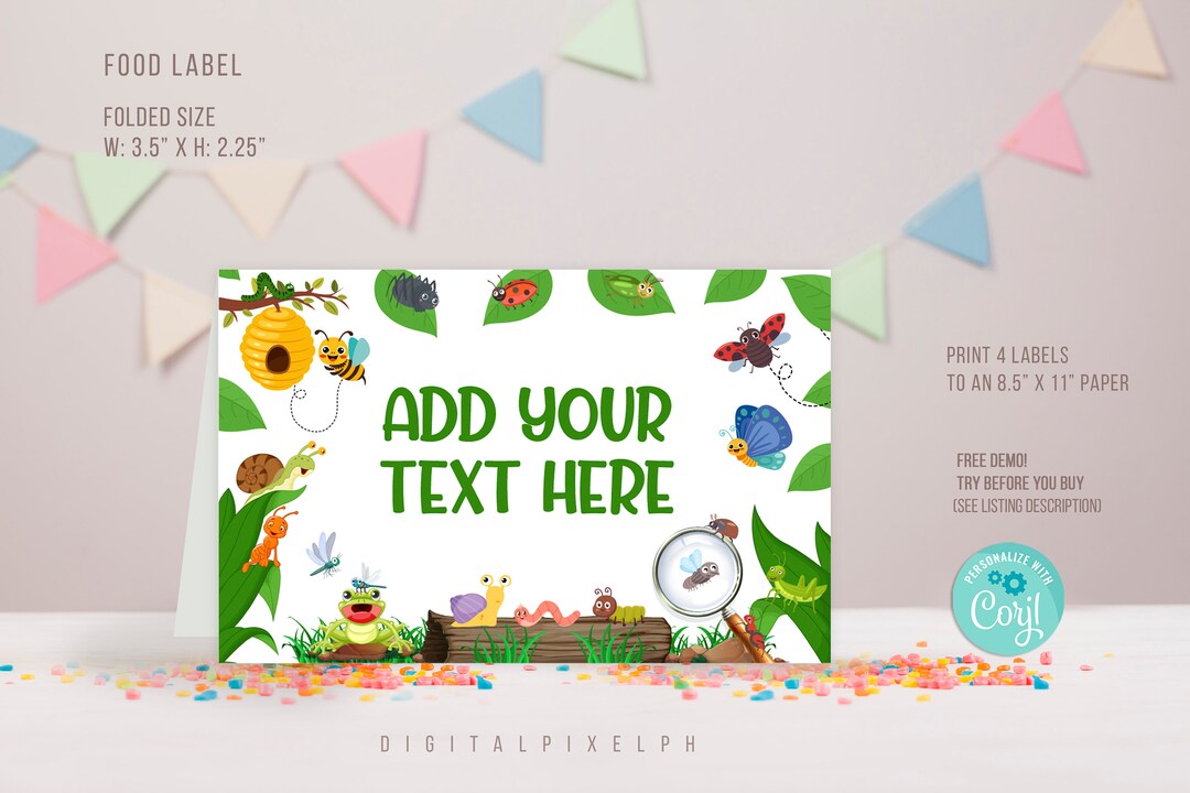 Editable Insect Food Label, Insect Food Tent Cards, Insect Food Tent ...