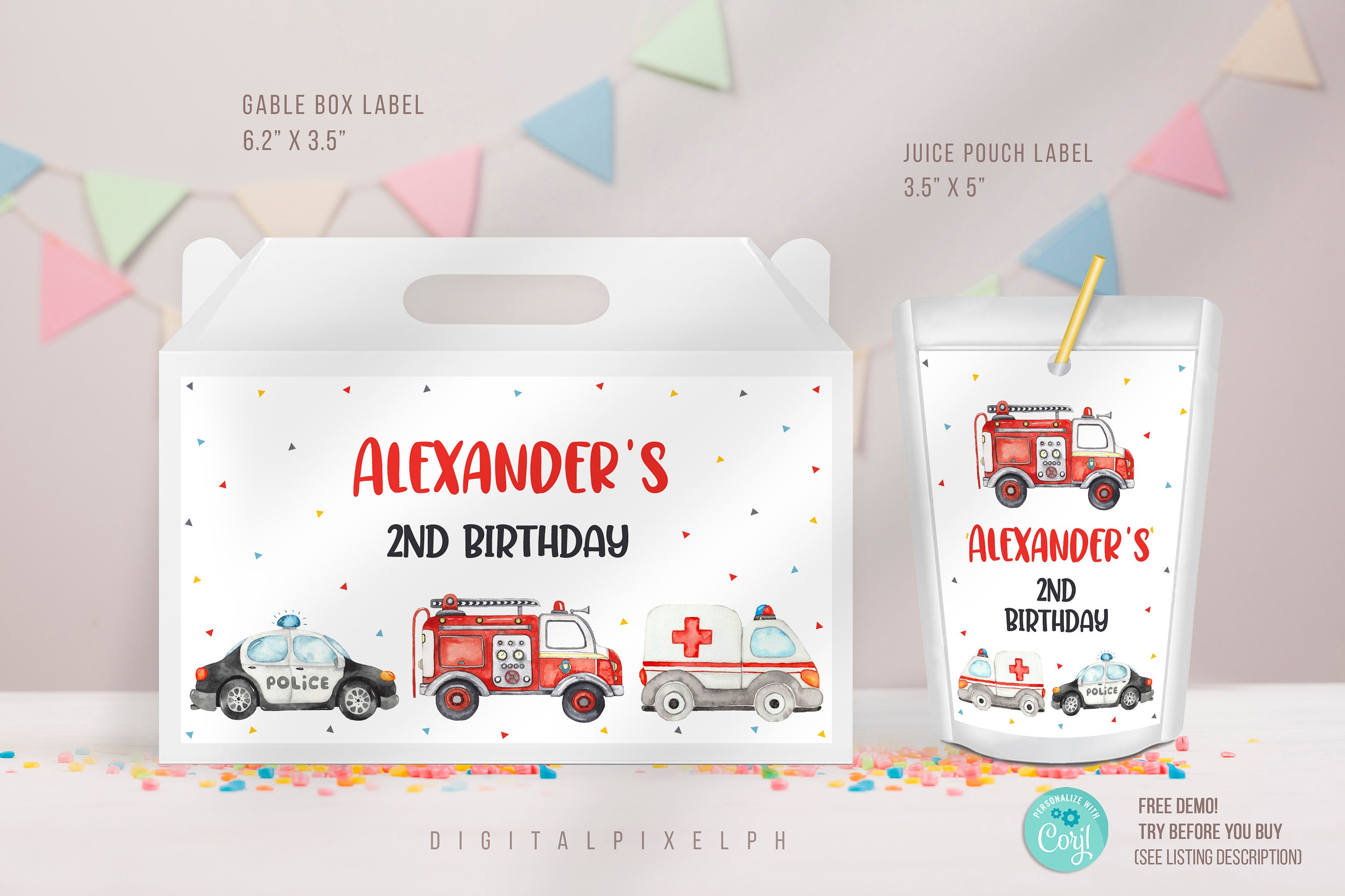 Editable Emergency Vehicles Capri Sun Labels, Emergency Vehicles Juice ...