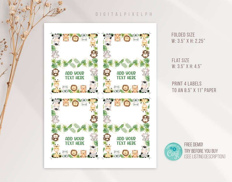 Editable Safari Animals Food Label Tent Cards (digital Download) - Etsy