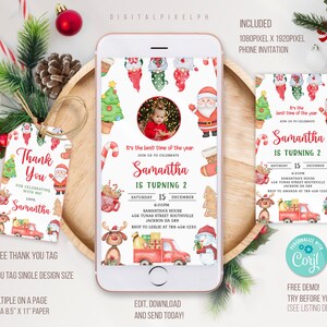 Christmas Birthday Phone Invitation Template, Christmas Party Birthday ...