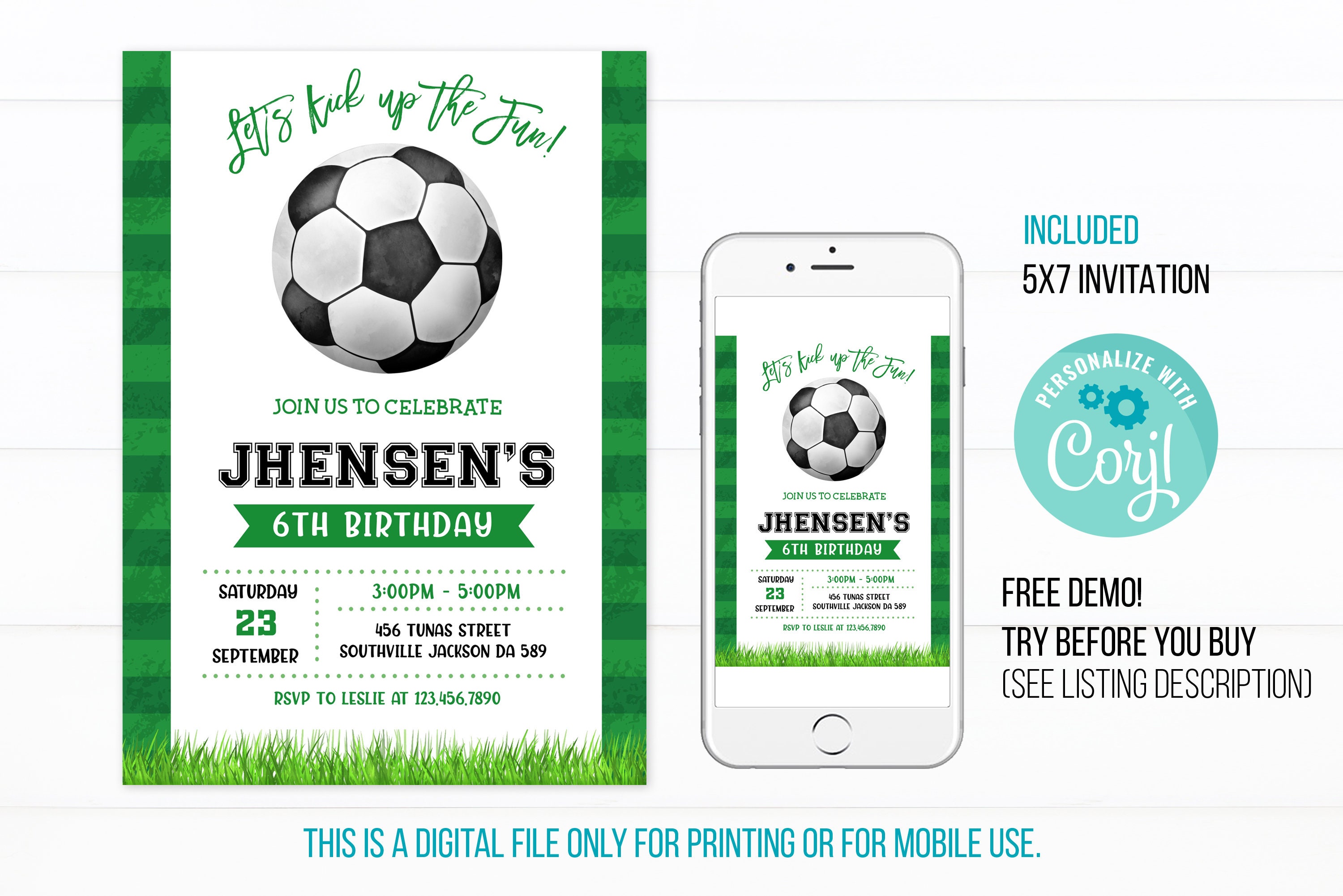 Soccer Birthday Invitation Template Soccer Invitation Soccer - Etsy UK