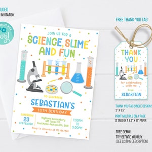 Editable Mad Science Experiment Birthday Invitation, Science Experiment ...