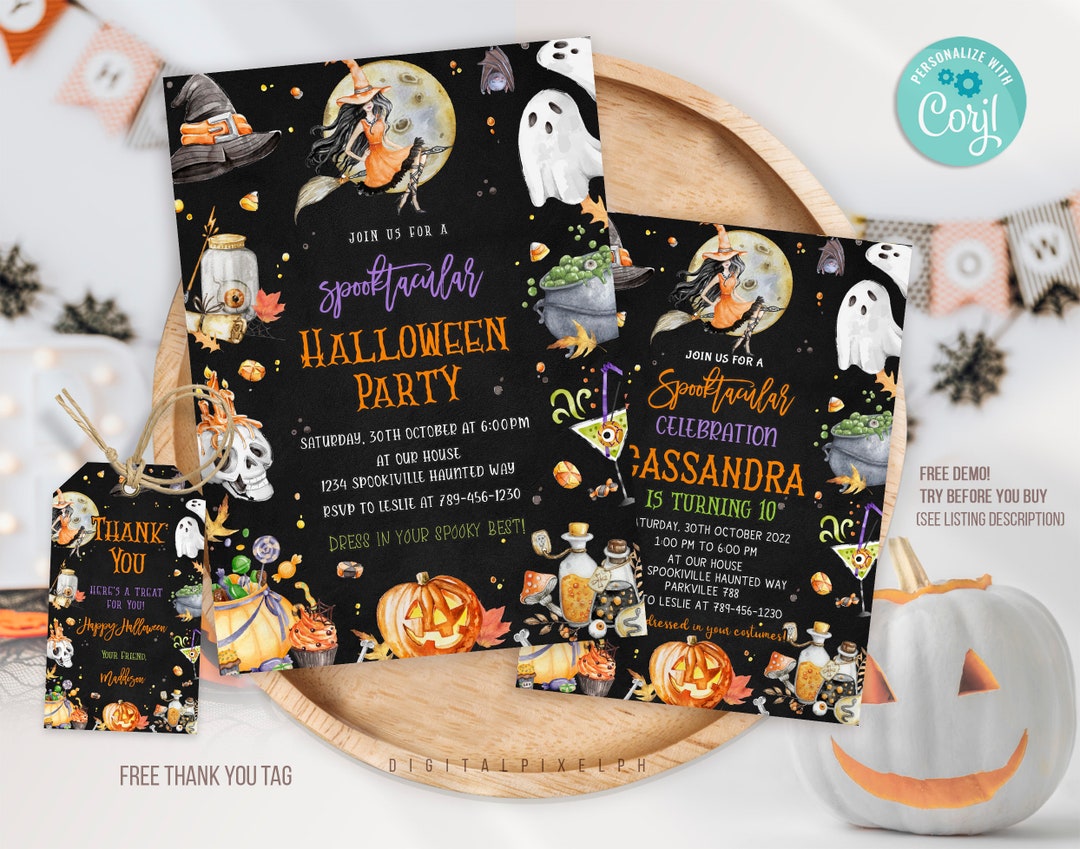 Editable Halloween Invitation, Halloween Party Invitation, Halloween ...