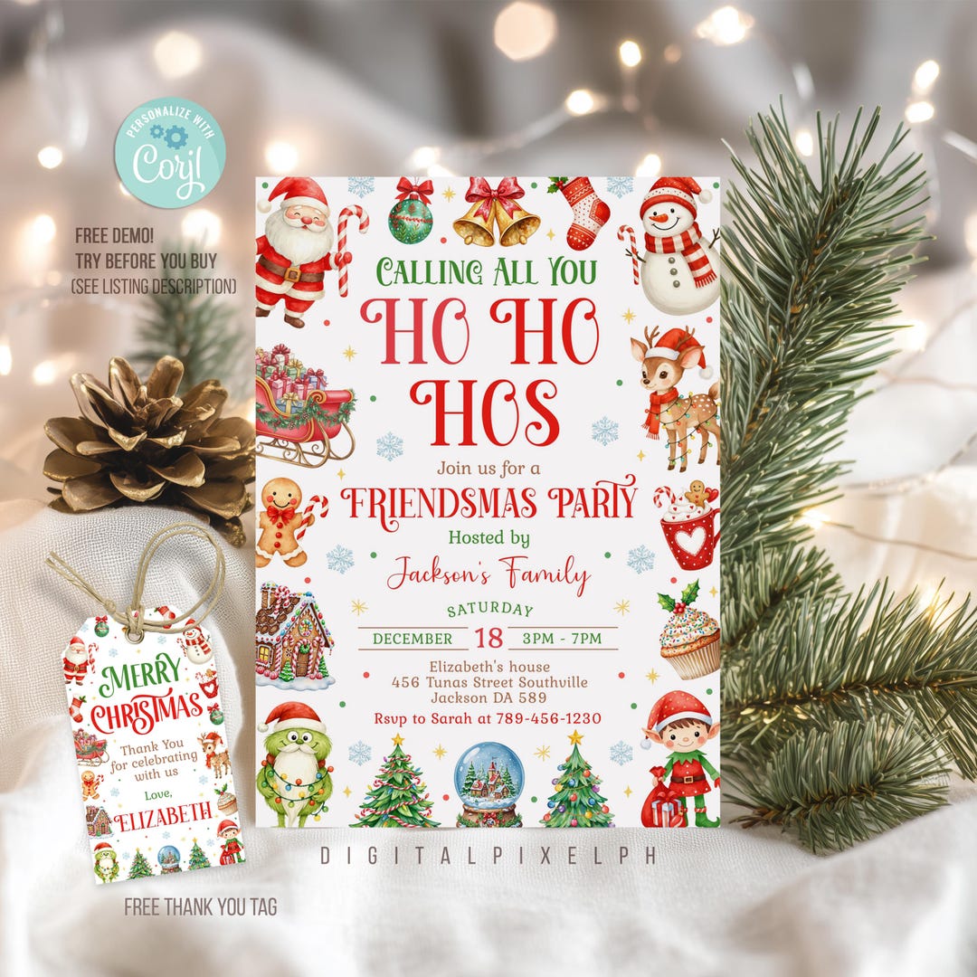 Christmas Party Invitation Template, Christmas Party Invitation ...