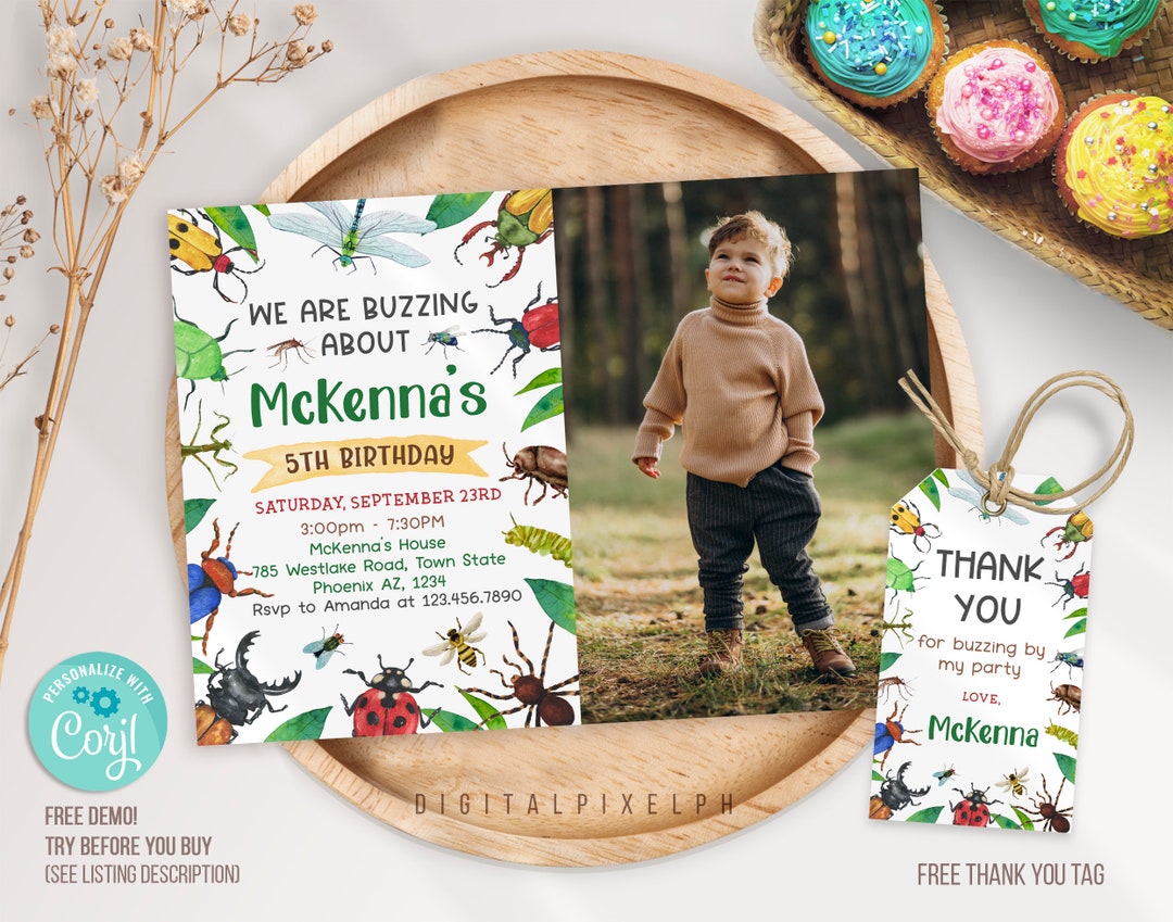 Editable Insect Birthday Invitation, Bugs Birthday Invitation, Insect ...