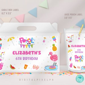 Editable Pool Party Birthday Invitation Bundle Template, Pool Party ...