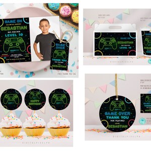 Editable Video Game Birthday Invitation Bundle Template, Video Game ...