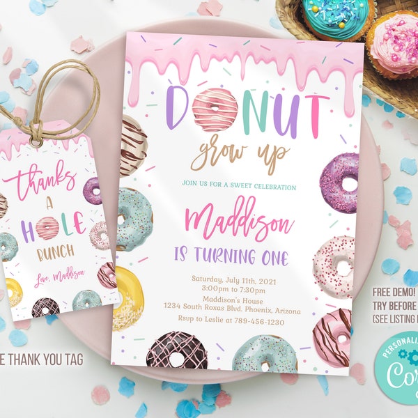 Donut Party Invitations - Etsy
