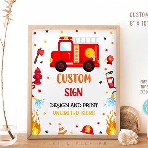 Editable Fire Truck Welcome Sign Template, Fire Truck Birthday Custom ...