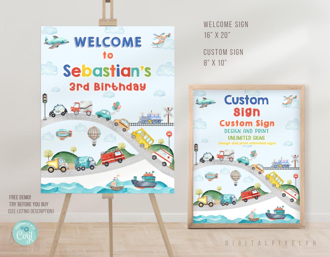 Editable Transportation Welcome Sign, Transportation Custom Sign ...