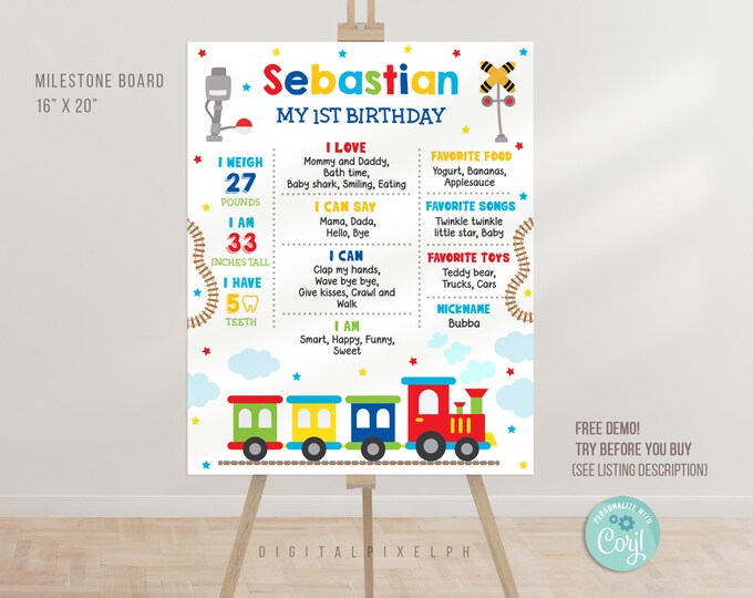 EDITABLE Trains Birthday Board, Train Poster, Choo Choo Birthday ...