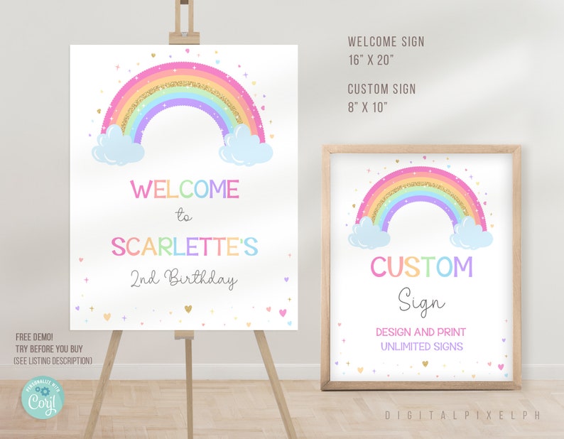 Editable Rainbow Birthday Welcome Sign Template Rainbow - Etsy
