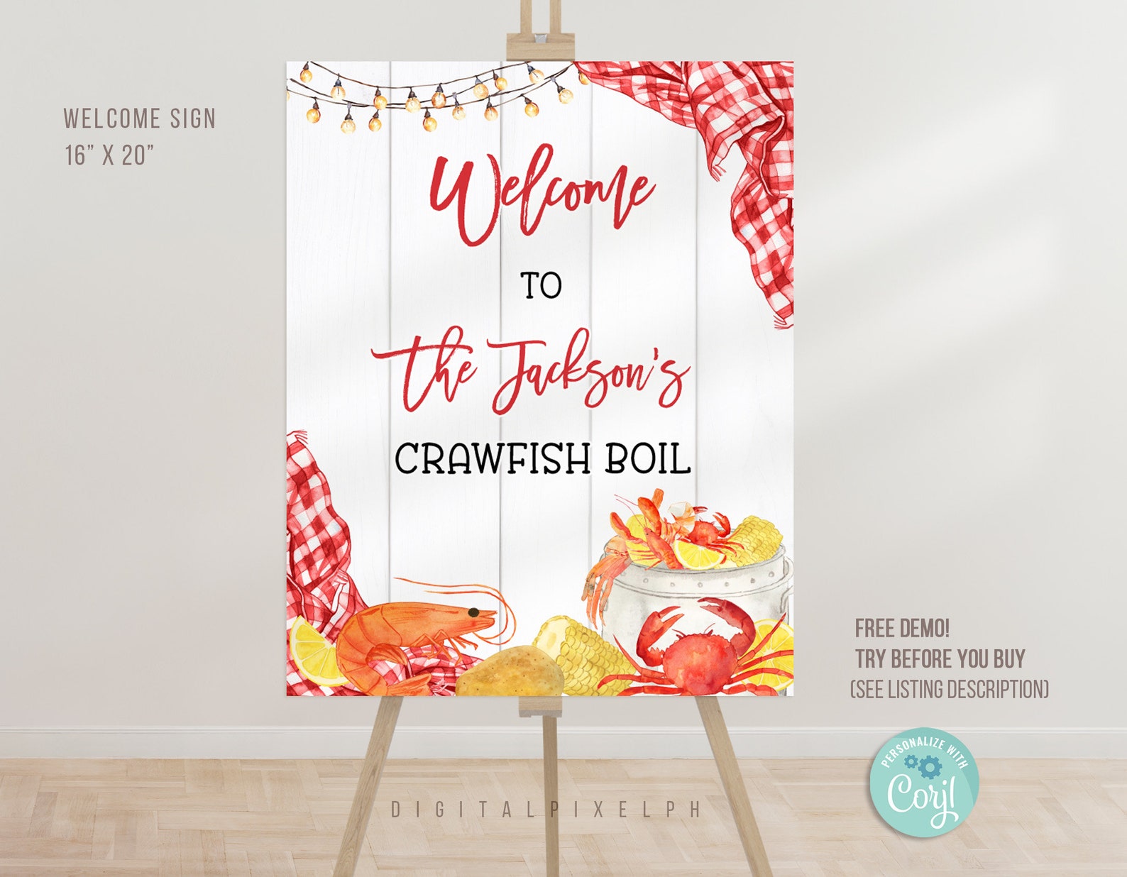 Editable Seafood Boil Welcome Sign Template (digital Download) - Etsy