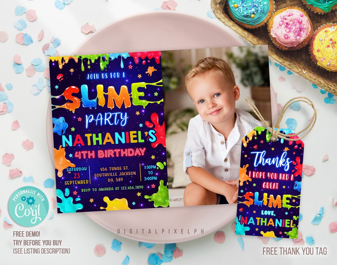 Editable Slime Party Birthday Invitation, Slime Invitation, Slime Party ...