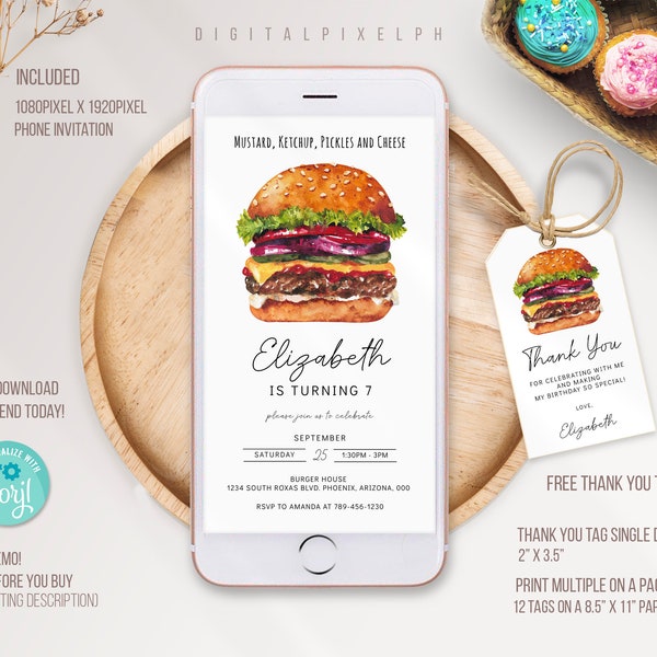 Burger Invite - Etsy