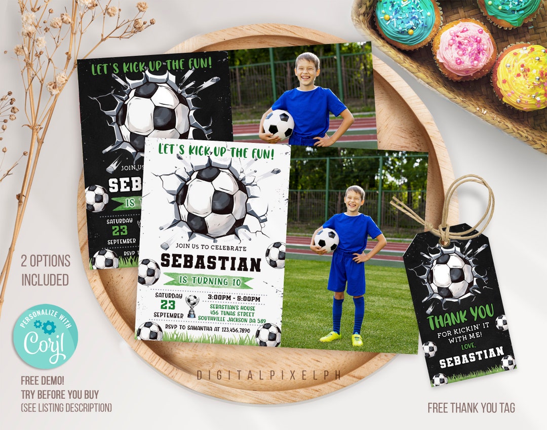 Editable Soccer Birthday Invitation Template, Soccer Birthday ...
