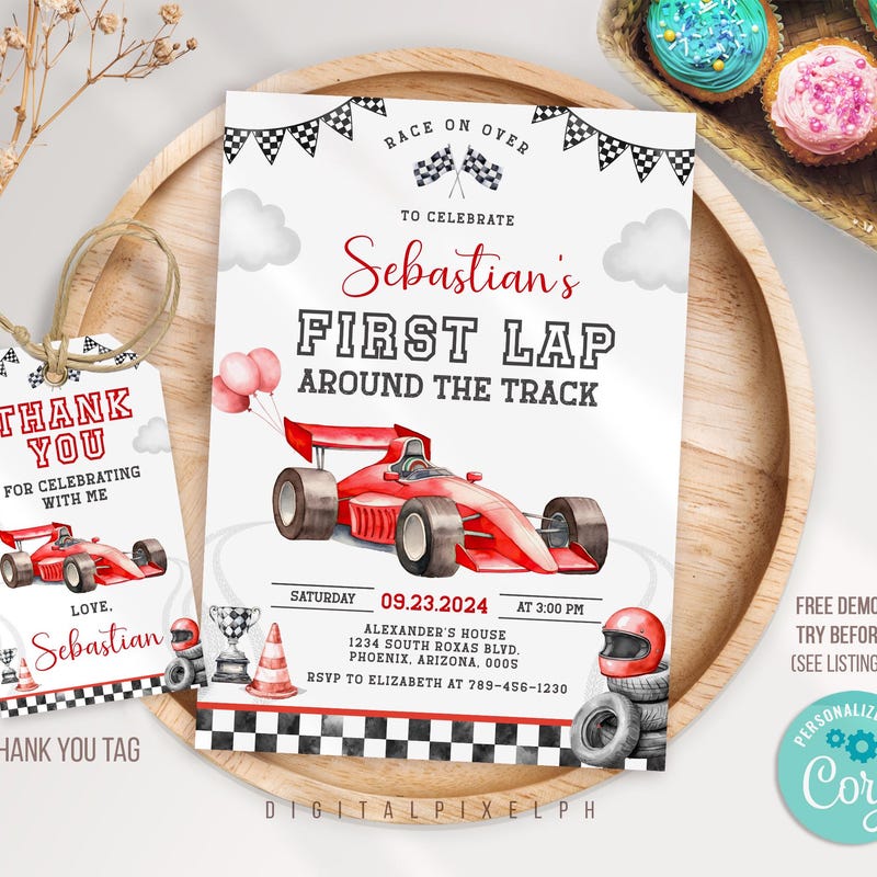 Race Car Invitation - Etsy