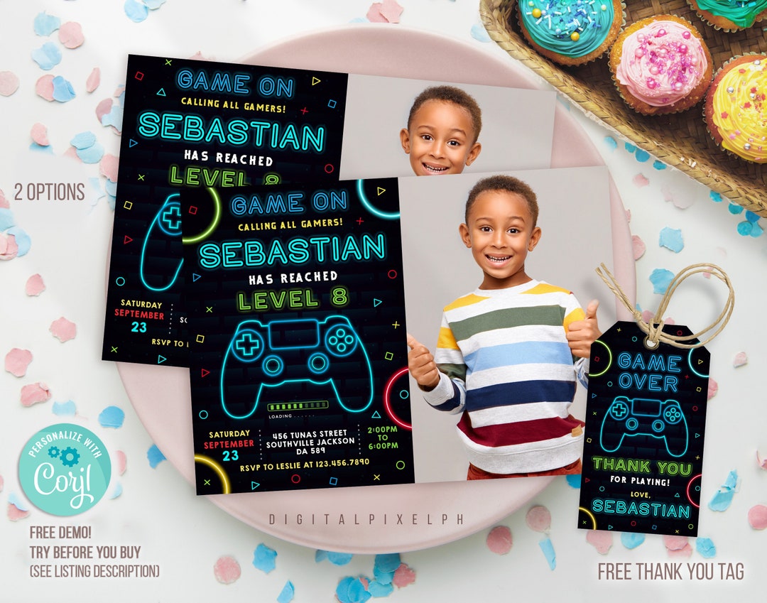 Video Game Invitation, Gaming Party Invitation, Gamer Party Invitation ...