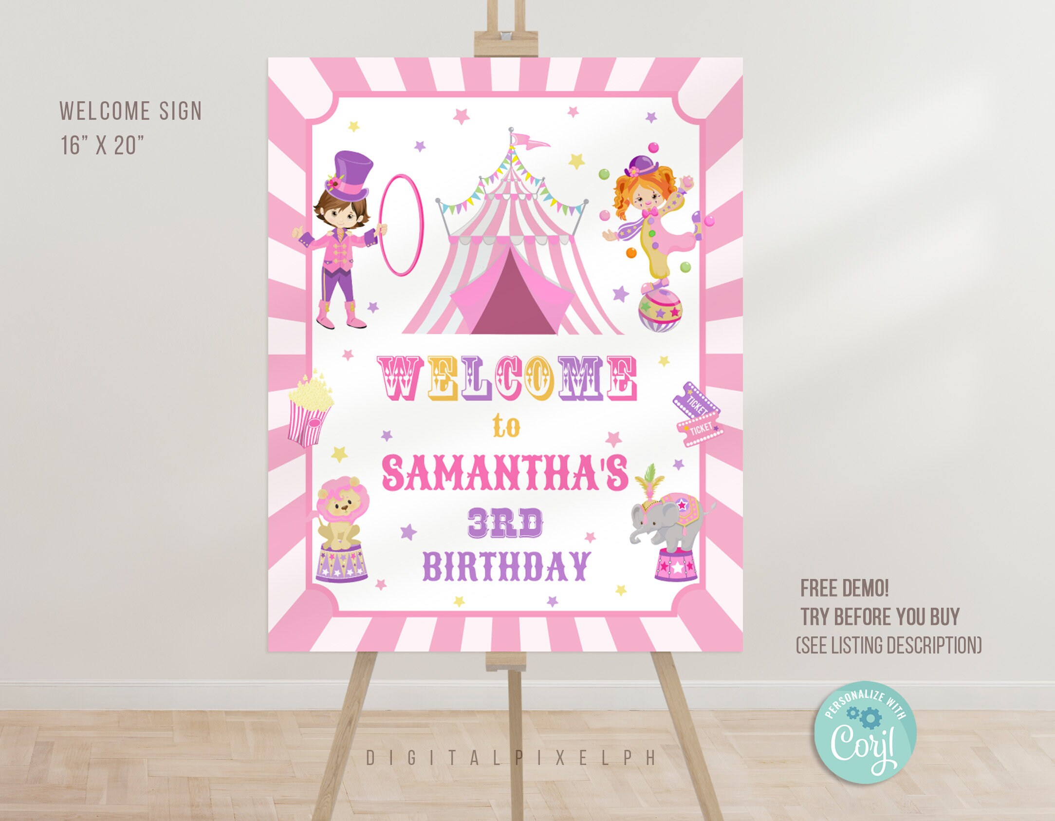Editable Circus Welcome Sign Template, Circus Custom Sign Template ...