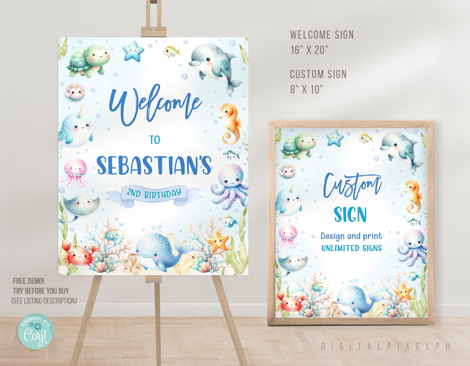 Editable Under the Sea Welcome Sign Template, Under the Sea Birthday ...
