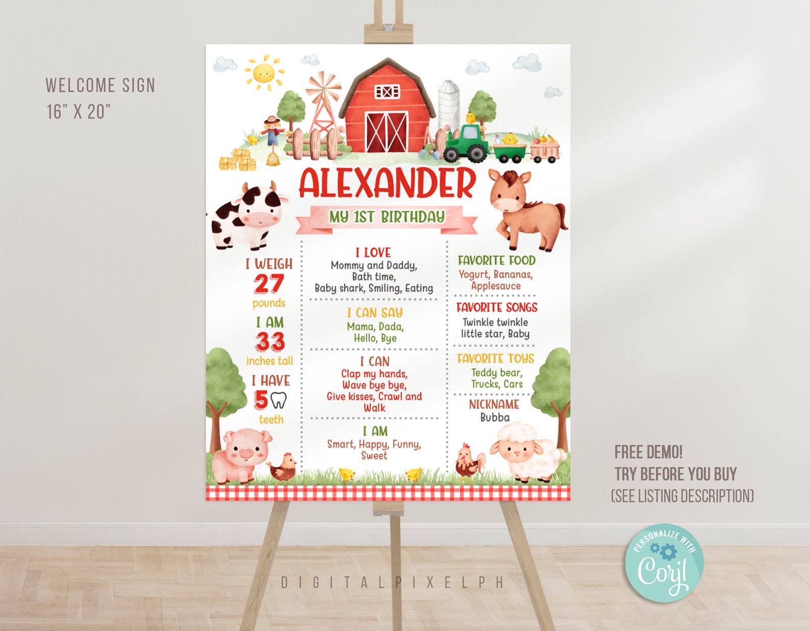 Farm Birthday Milestone Poster, Barnyard Animals (digital Download) - Etsy