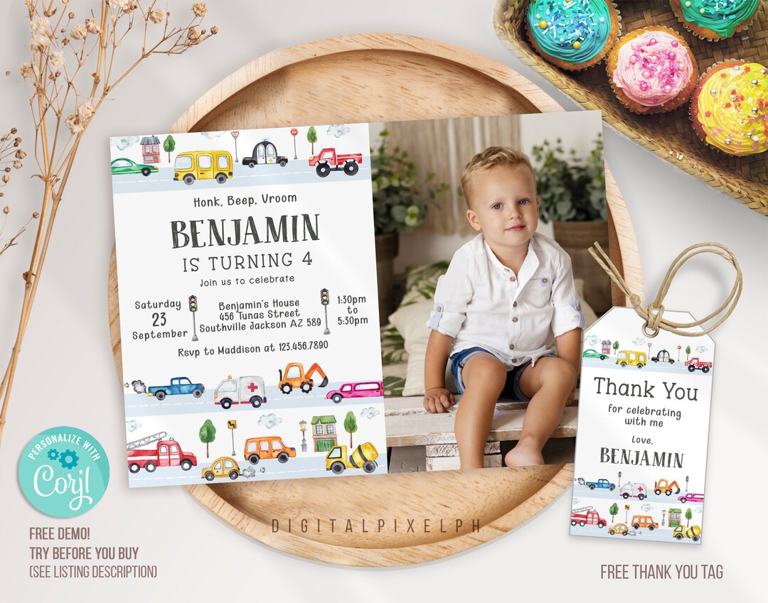 Transportation Birthday Invitation Template, Transportation Vehicle ...
