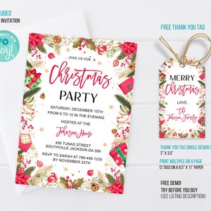 Editable Christmas Party Invitation, Christmas Party Invitation ...
