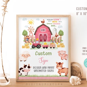 Editable Farm Birthday Welcome Sign Template, Farm Birthday Custom Sign ...