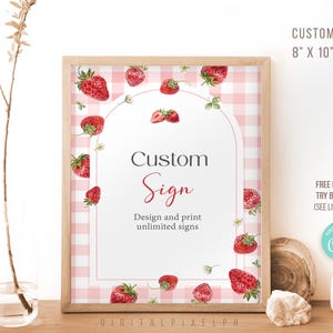 Editable Strawberry Welcome Sign Template, Strawberry Custom Sign ...