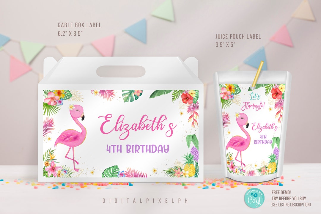 Editable Flamingo Capri Sun Labels, Flamingo Juice Labels, Flamingo ...