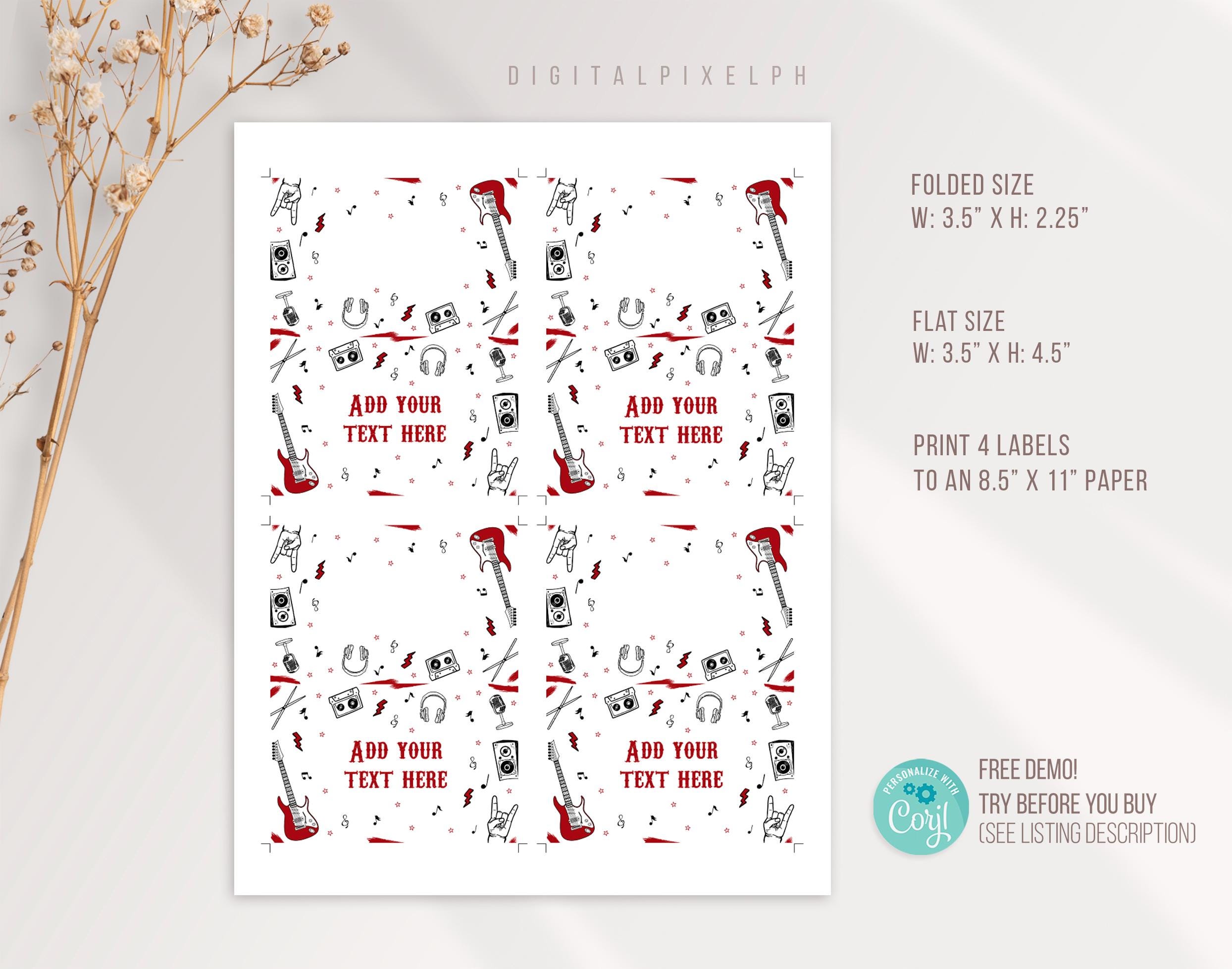 Editable Rock and Roll Food Label Tent Cards (digital Download) - Etsy