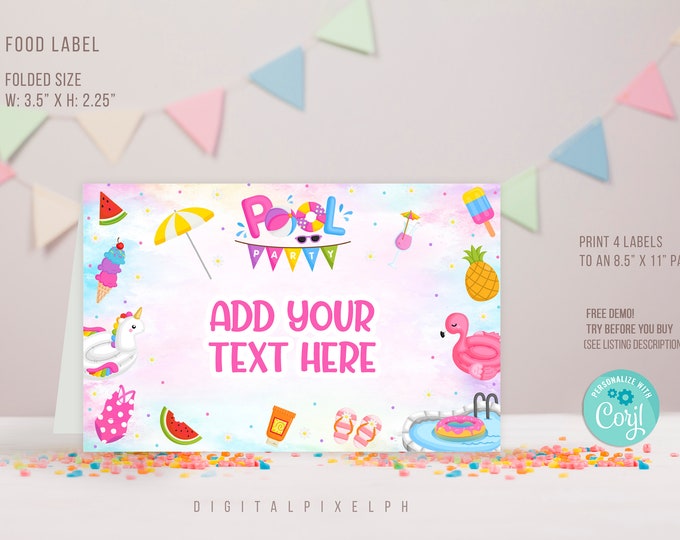 Pool Party Food Labels - Etsy