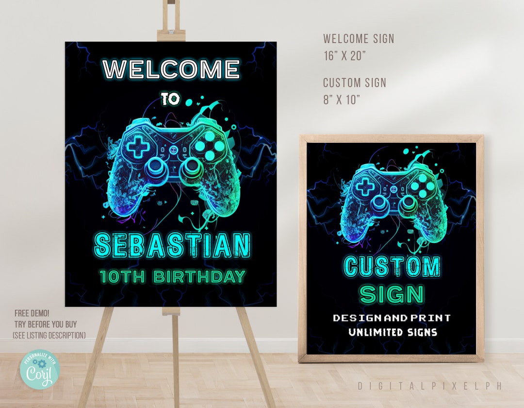 Editable Video Game Welcome Sign Template, Video Game Birthday Custom ...
