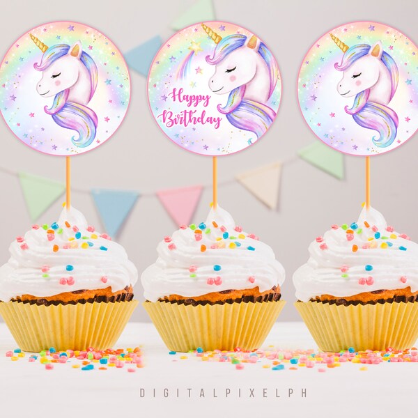Unicorn Cupcake Toppers - Etsy