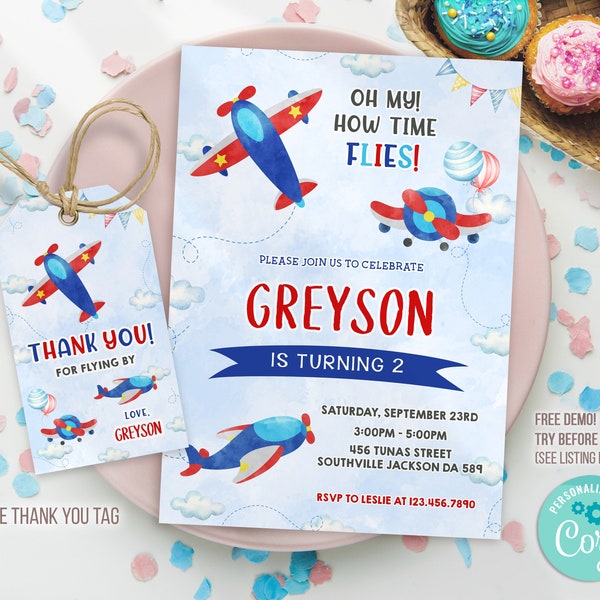 Airplane Invitation - Etsy