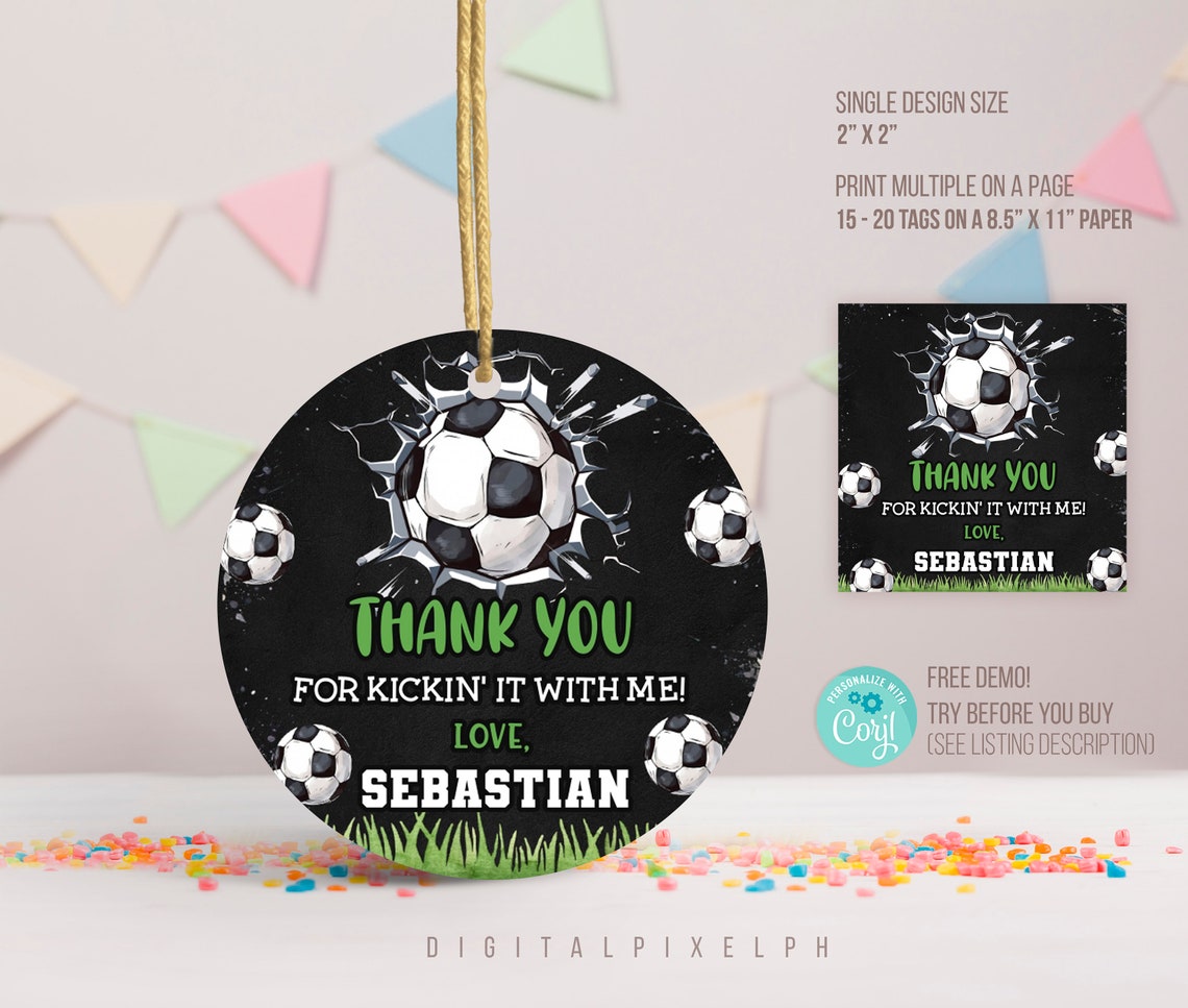 Soccer Thank You Tags, Favor Labels (digital Download) - Etsy