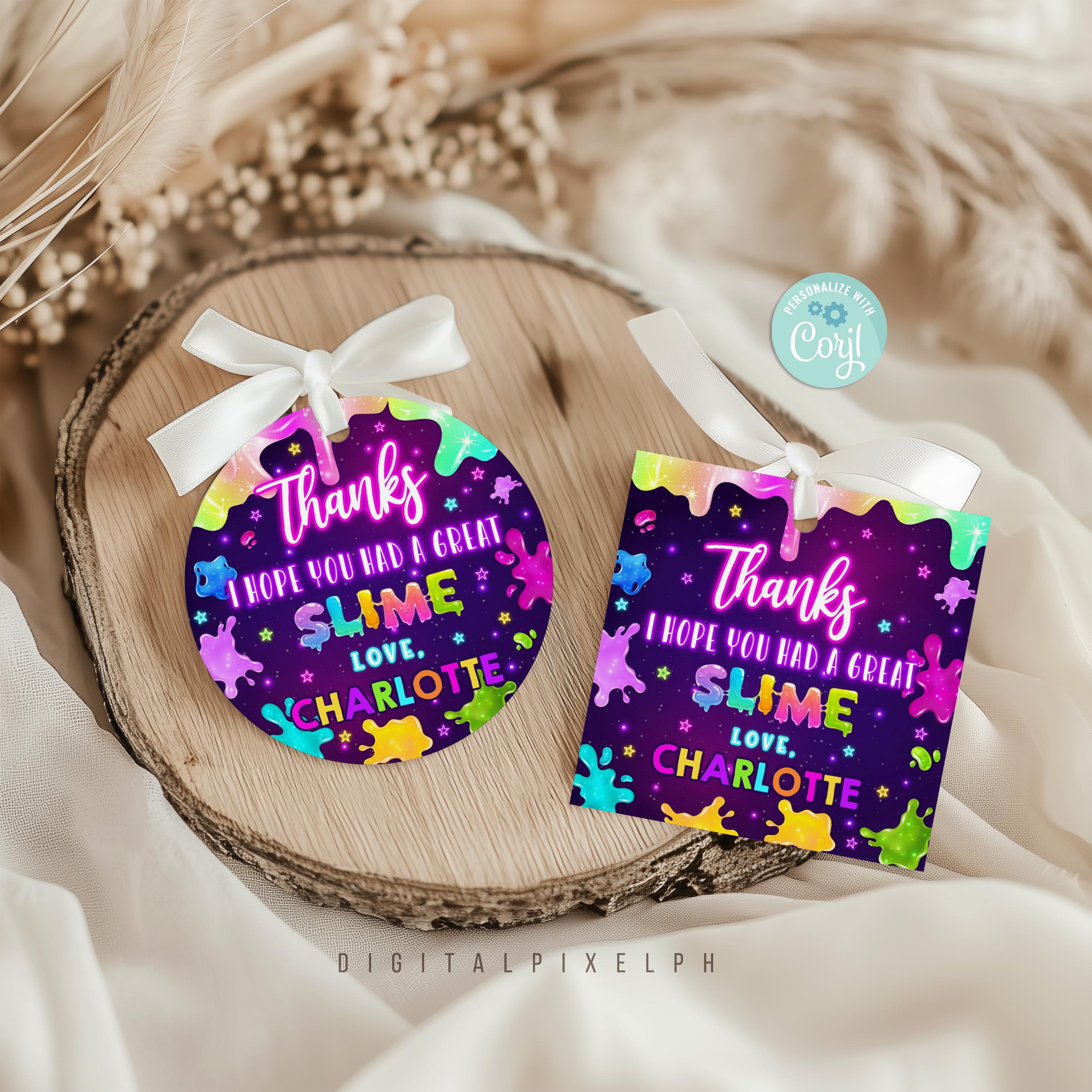 Slime Party Thank You Tags, Editable Template (digital Download) - Etsy