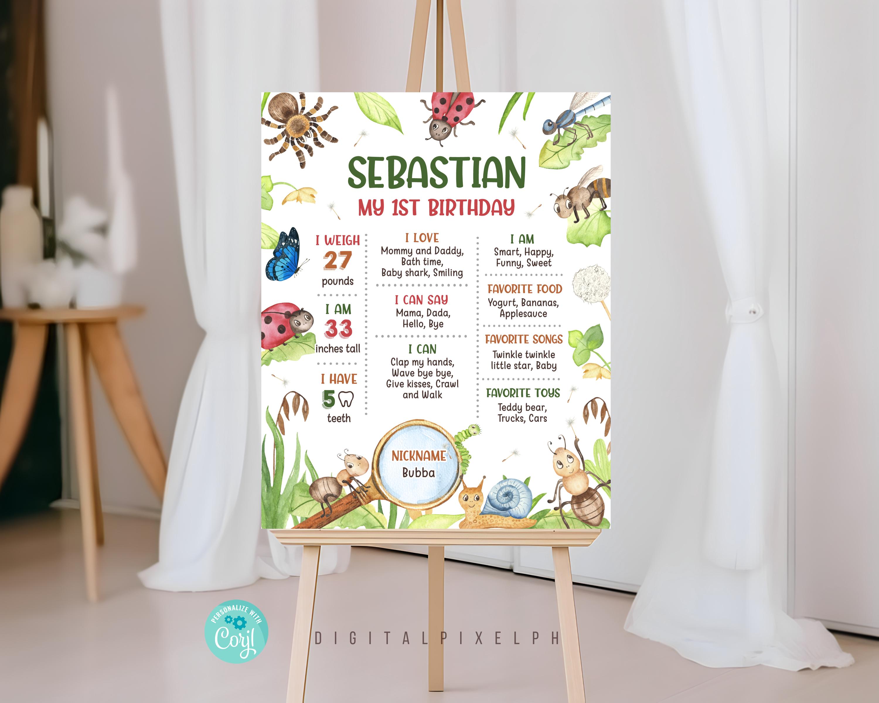 Editable Insect Milestone Poster: Bugs Theme Template (digital Download ...