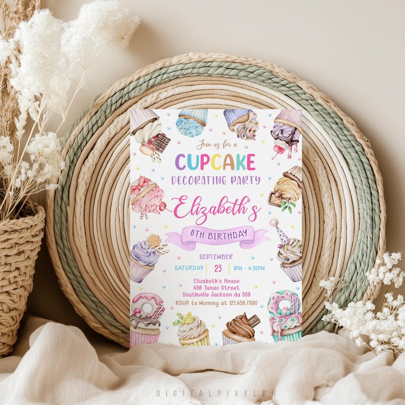 Editable Cupcake Birthday Invitation, Party Decor (digital Download) - Etsy