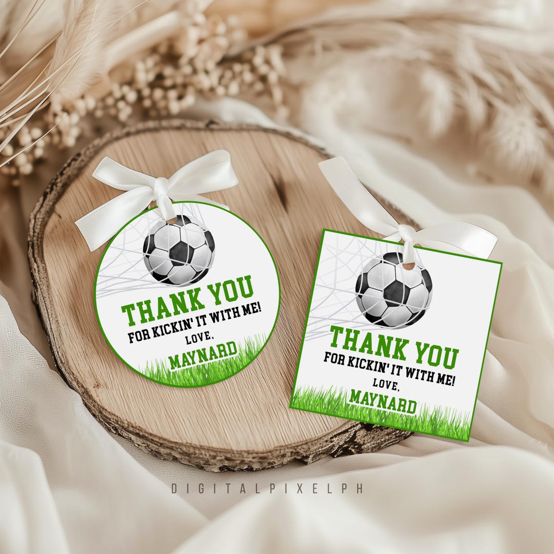 Soccer Thank You Tags, Party Favor Stickers (digital Download) - Etsy