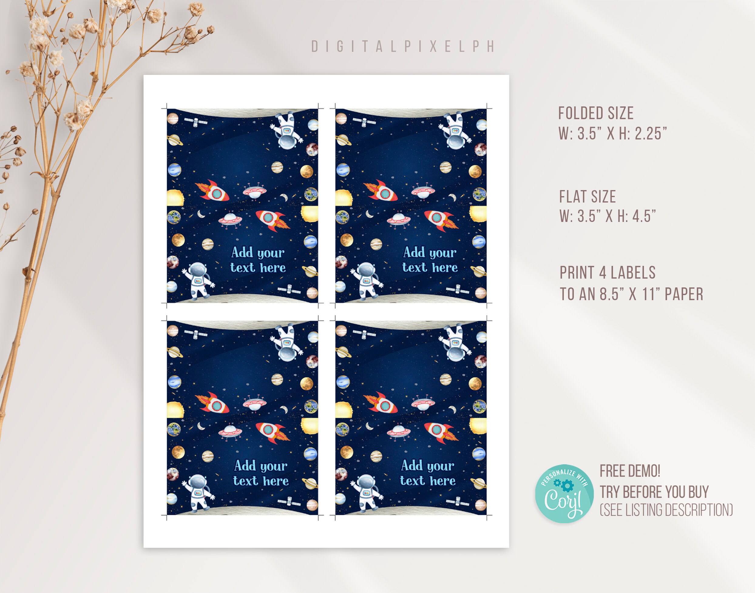 Editable Outer Space Food Label, Outer Space Birthday Party Food Tent ...
