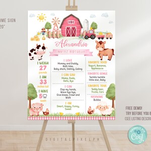Editable Farm Birthday Milestone Poster Template, Farm Barnyard ...