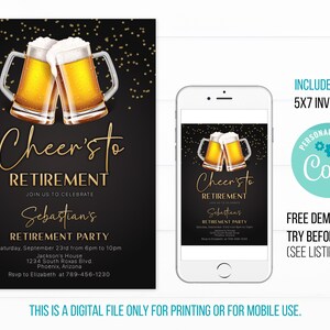 Editable Beer Retirement Invitation Template, Beer Retirement ...
