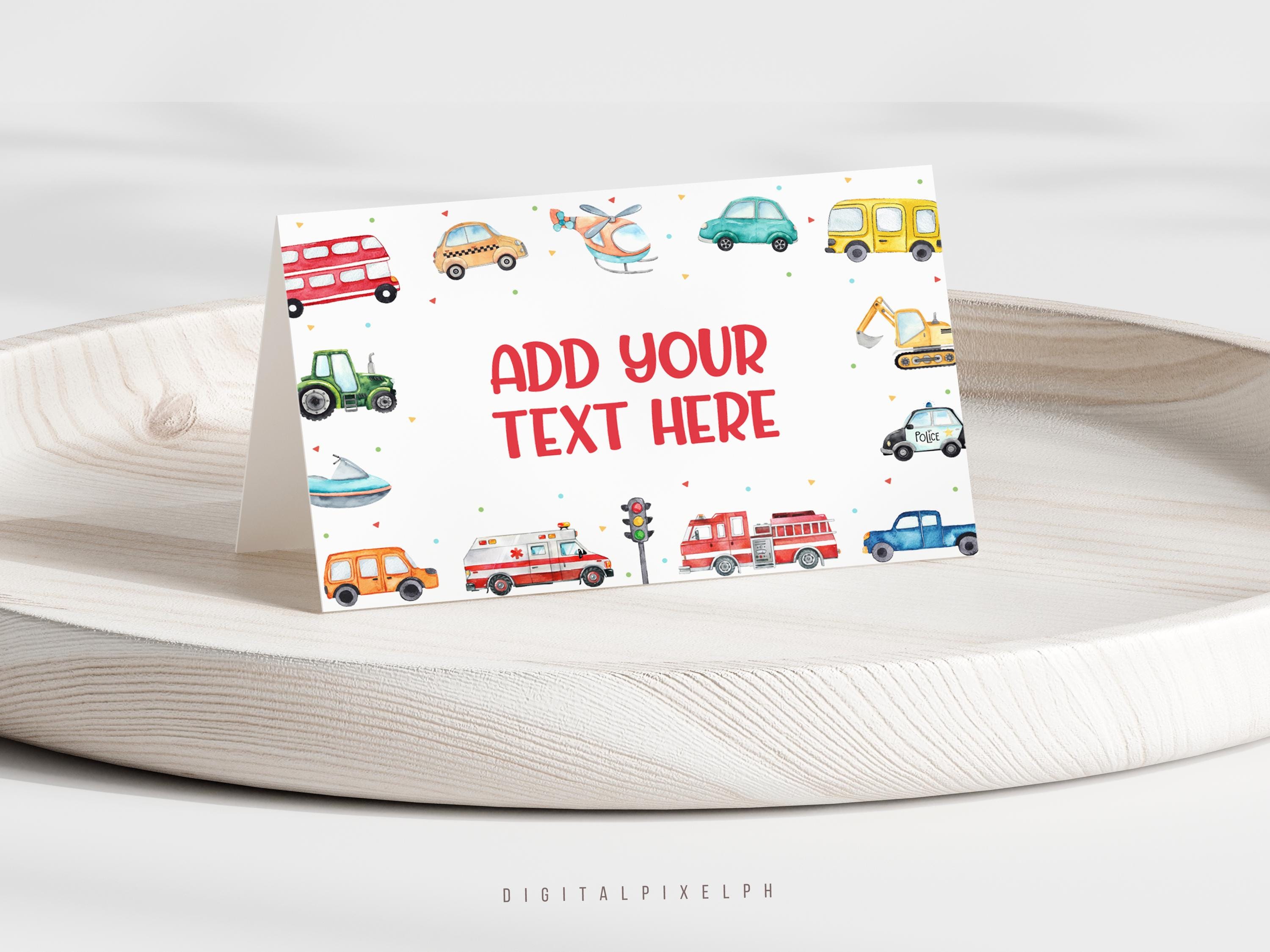 Editable Transportation Food Label Tent Cards (digital Download) - Etsy