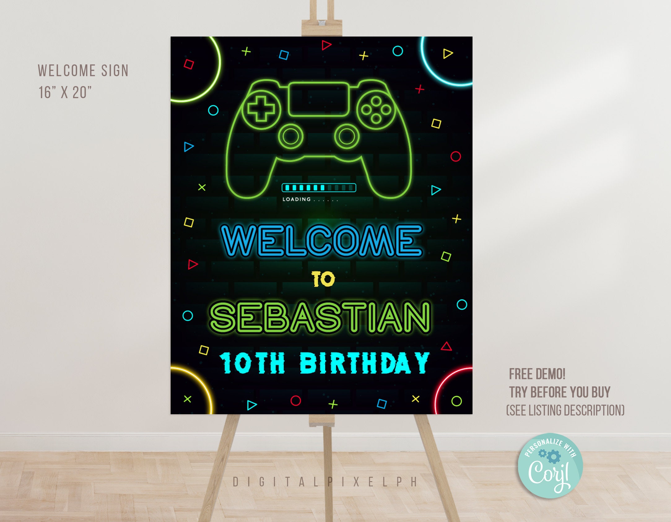 Editable Video Game Welcome Sign Template, Video Game Birthday Custom ...