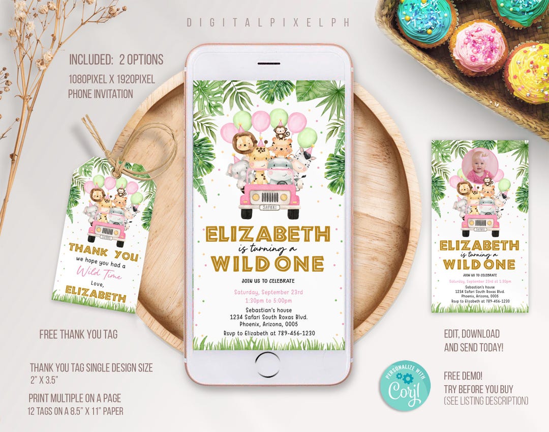 Editable Safari Phone Invitation Template, Safari Electronic Invitation ...